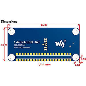 waveshare 1.44inch LCD Display HAT 128x128 Pixels SPI Interface for Raspberry Pi 2B/3B/3B+/Zero/Zero W with Examples for Raspberry Pi/Arduino/STM32