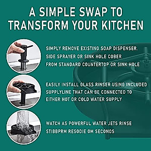 Beati Faucet Glass Rinser for Kitchen Sinks,Cup Baby Bottles Washer Cleaner,Kitchen Sink Accessories,Wet Bar Matte Black