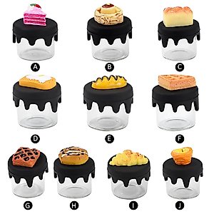 YHSWE (100 PCS Wax Container 6ml Glass Concentrate box with Dessert Silicone Lids Non-stick Glass Oil Multi Use Jar for Lip Balm,Lotion, Cream
