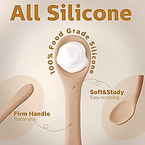 5 Pieces Silicone Baby Spoons Kids Utensils Self Feeding Supplies First Stage Baby Heat Resistant Food Spoon Safe Infant Baby Spoon for Over 6 Months Babies Boy Girl Toddlers