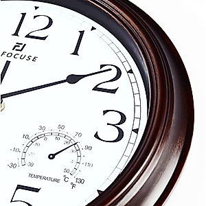 Lafocuse Vintage Wall Clock with Thermometer and Hygrometer Combo Silent Non Ticking Battery Operated Quartz Clocks Kitchen for Porch Garage Kitchen