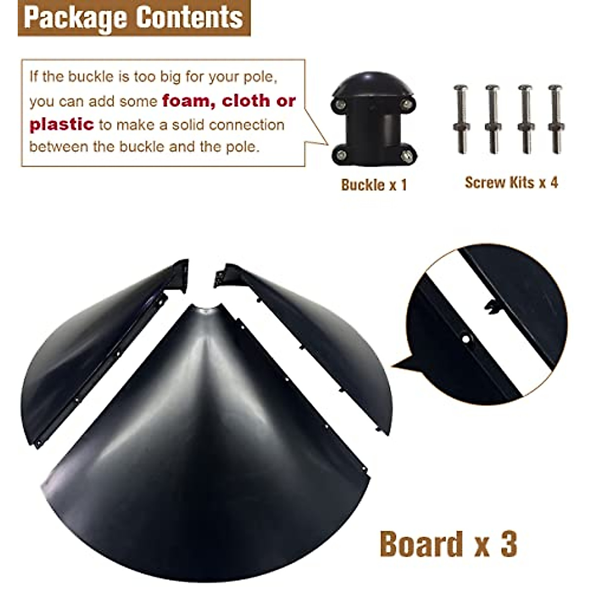 Garbuildman Squirrel Baffle for Bird Feeder Pole, Outside Pole Mount Bird House Guard for Outdoor Shepherd’s Hook, 19 Inch Diameter, 1 Pack