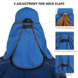 GADIEMKENSD Foldable Fishing Sun Hat with Neck Flap Face Cover UPF 50+ Sun Protection Quick Dry Baseball Cap Adjustment Covering Removable Legion Hat for Fishing Gardening Hiking Farming Blue