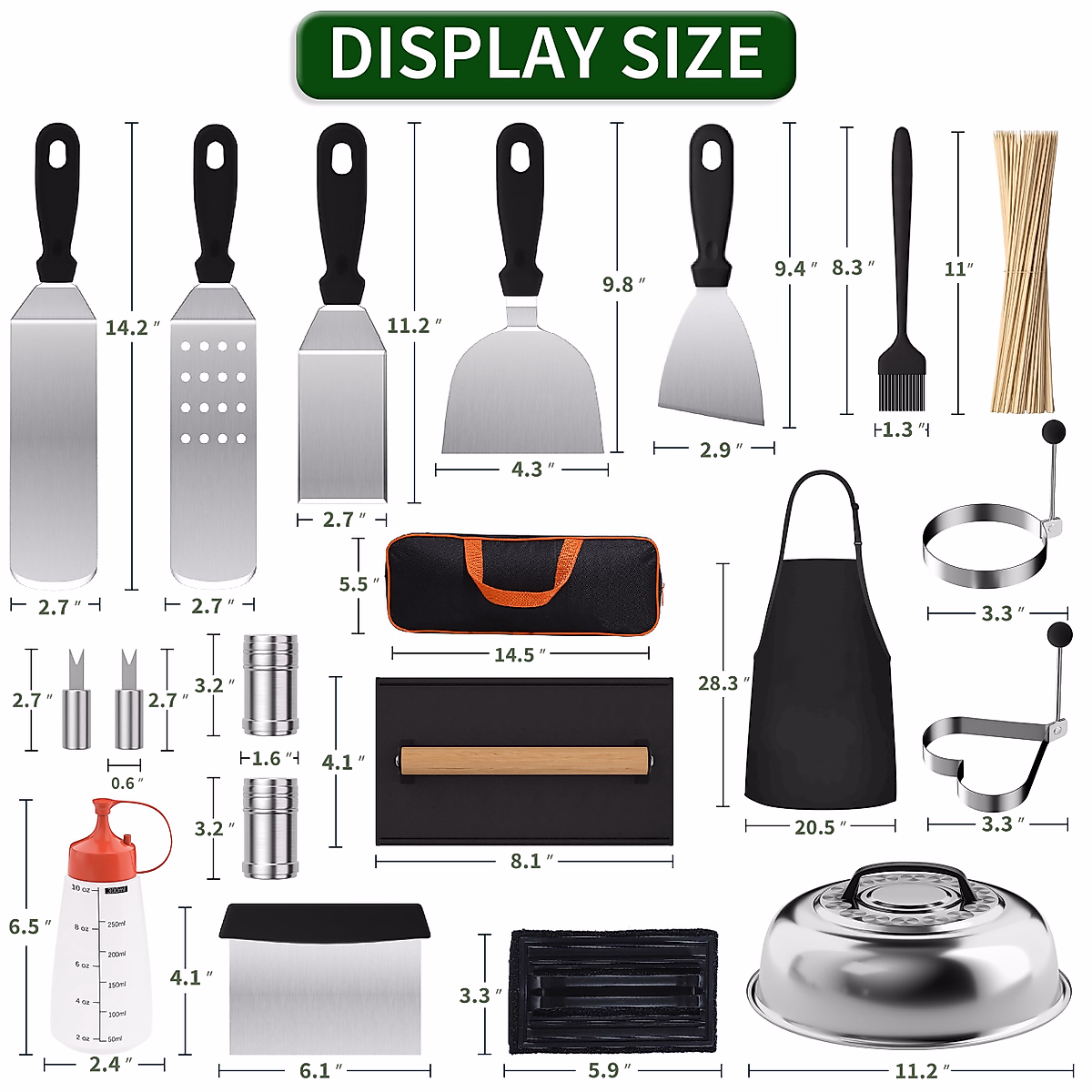 120 Pcs Blackstone Griddle Accessories Upgraded Griddle Accessories Kit - Perfect Flat Top Grill Accessories, Professional Rectangular Melting Dome with Iron Smash Burger Press for Barbecue.