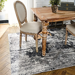 OIGAE Washable Rug 8x10, Abstract Modern Area Rugs with Non-Slip Backing, Non-Shedding Floor Mat Throw Carpet for Living Room Bedroom Kitchen Laundry Home Office, Grey/Yellow