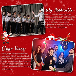 20 Pcs Christmas Wrist Band Bell Bracelet Wrist Band Shaking Bell Musical Instruments Adjustable Bell Rhythm Wristband Bell for School Family Christmas Percussion Party Favor (Red, Green and Gold)