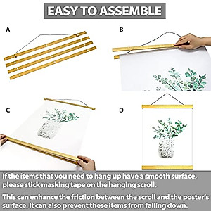 Magnetic Poster Hanger Frame 16 Inch Wide, Gold, Strong Magnet, Premium Wood and Quick Assembly, Wall Hanging Wooden Frame for Posters, Scroll, Picture, Print, 16x20 16x24 16x18