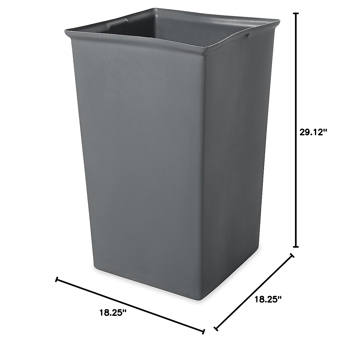 Rubbermaid Commercial Rigid Trash Can Liner, Square, 35-1/2 Gallon, Gray, FG356700GRAY