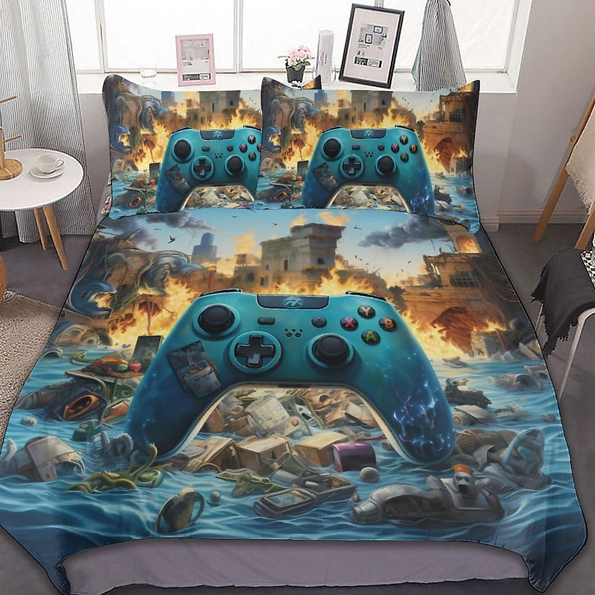 OPYINVZXX Music Duvet Cover Set Full Size, Bedding Set 3 PCS, Soft Microfiber Patterned Comforter Cover with Zipper, 1 Duvet Cover and 2 Pillowcase Twin, White