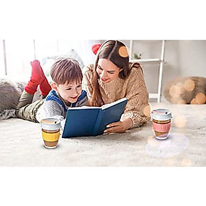 LOVWISH Tumbler Glass Water Bottle, Coffee Mugs Glass Set of 2,Tempered Glass Travel Coffee Mug with PP Lid, With Anti-scalding Silicon,24oz - (Pack/12oz)