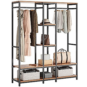 soges Garment Racks with 5 Tiers Shelves 2 Rod Clothes Rack FreeStanding Rack Organizer Storage for Hanging Clothes and Storage