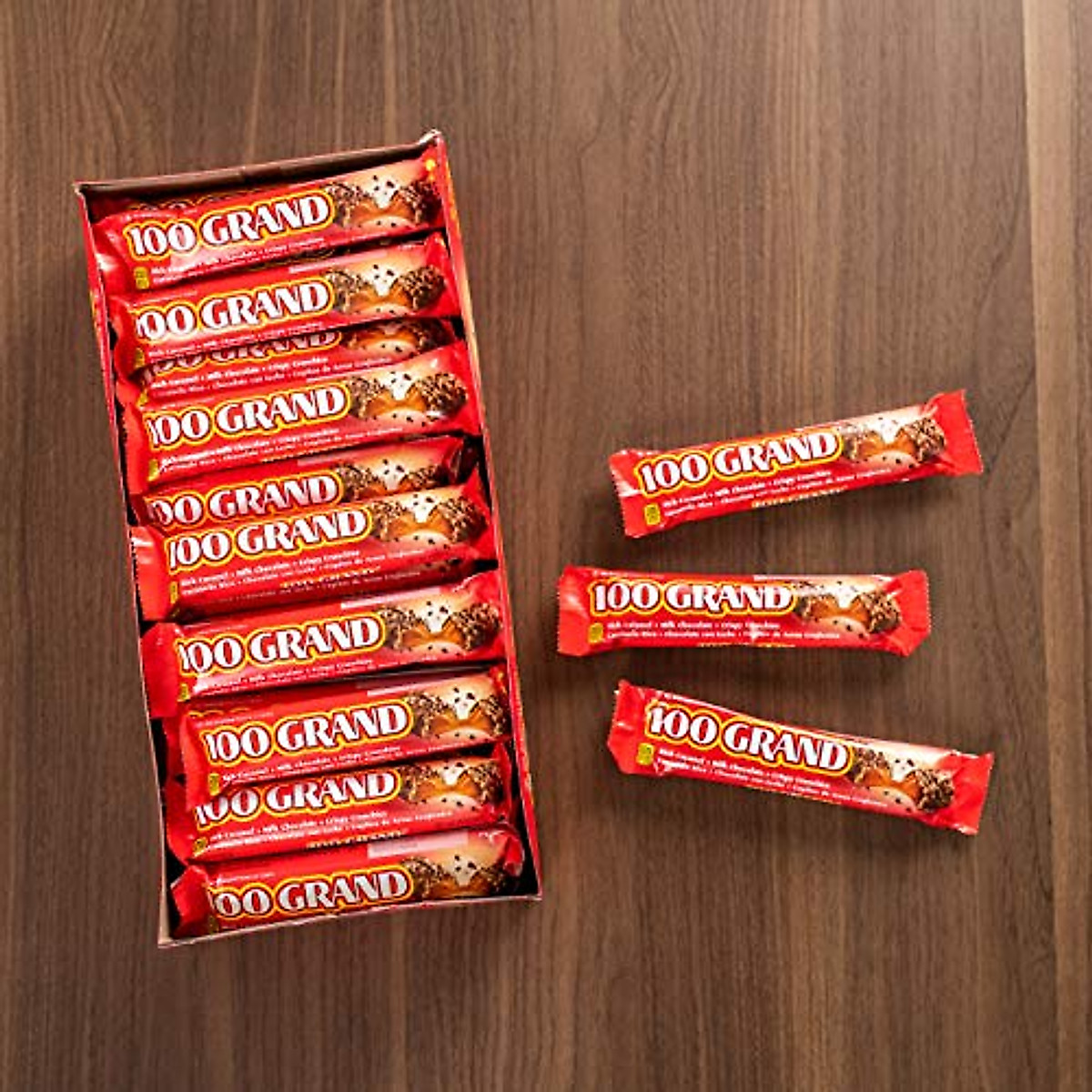 100 Grand Milk Chocolate Candy Bars, Full Size Bulk Individually Wrapped Ferrero Candy, Pack of 36