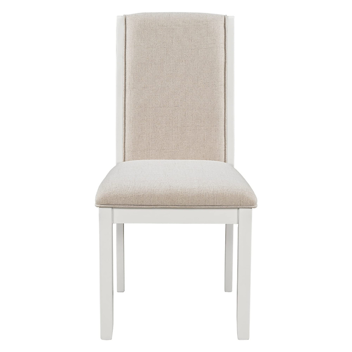 Penifun Set of 4, Full Back Set with Upholstered, Farmhouse Dining Chairs with Solid Wood Frame and Legs,White+Cushion Beige