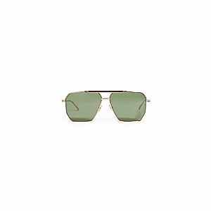 Bottega Veneta Women's Geometric Navigator Sunglasses, Gold/Gold/Green, One Size