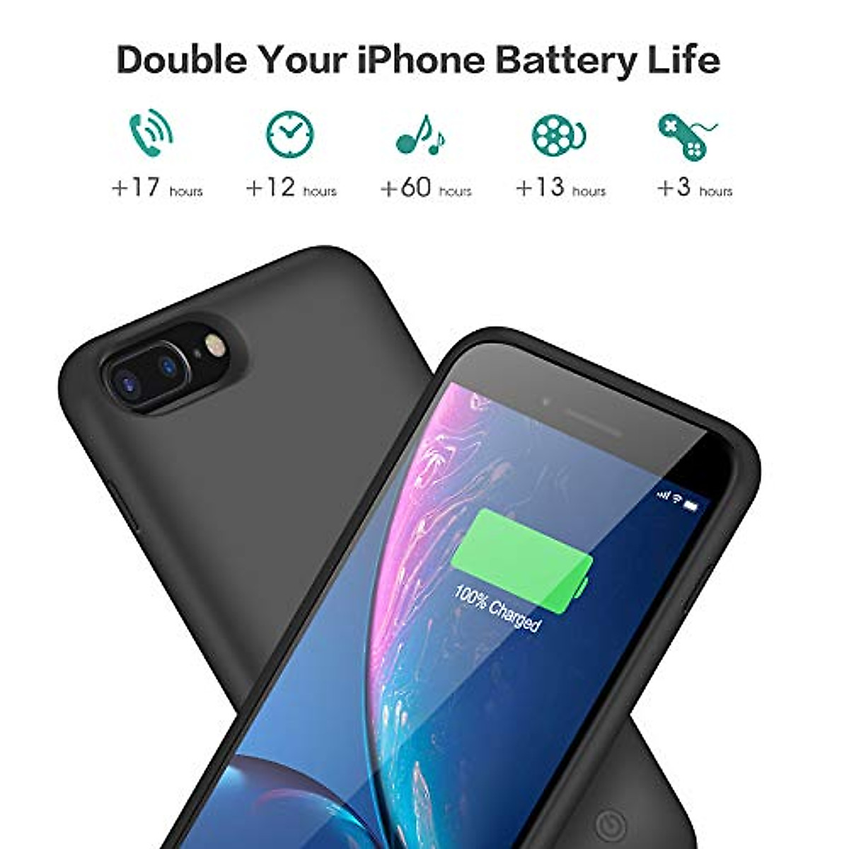 Battery Case for iPhone 6s Plus/6 Plus/7 Plus/8 Plus,8500mAh Portable Charging Case External Battery Pack for iPhone 6s Plus/6 Plus/7 Plus/8 Plus Rechargeable Charger Case Backup Power Bank(5.5 inch)