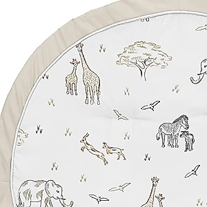 Sweet Jojo Designs Jungle Safari Animals Boy Girl Baby Playmat Tummy Time Infant Play Mat Brown Taupe Black and White Gender Neutral Animal Elephant Giraffe Wildlife Adventure Elephants Serengeti