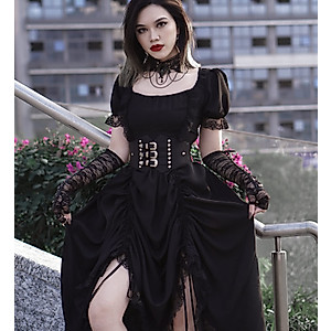 Scarlet Darkness Women Renaissance Faux Leather Wide Waist Belt Gothic Cincher Corset Black XL