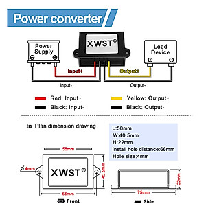 XWST DC/DC Converter Regulator 36V 48V Step Down to 12V 4A 48W Reducer Buck Power Converter Waterproof Module Transformer for Golf Cart Club Car