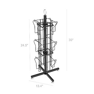 11702 FixtureDisplays 14 X 14 X 30" 12 Vertical Pockets Spinning Greeting/Post Card Rack 11702 Black 11702NEW-NPF