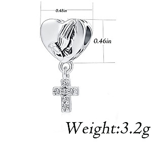 YQSLIN Faith Cross Heart Charm Bible Christian Religious Power of Prayer Charm Bead for European Charm Bracelet, YQ-DMY030