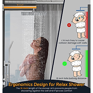 SR SUN RISE SRSH-F5043 Bathroom Luxury Rain Mixer Combo Set Wall Mounted Rainfall Shower Head System Polished Chrome, (Contain Faucet Rough-in Valve Body and Trim)