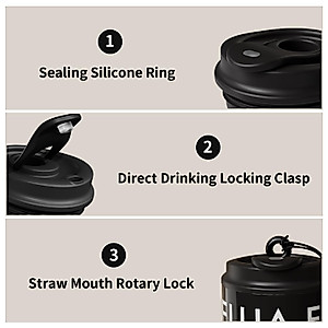 GOOM 18oz Travel Coffee Mug Tumbler with Lid and Straw, 18/10 Stainless Steel, 6-Layer Insulation, Spill Proof|Leak Proof Tumbler with Straw Mouth Rotary Lock, Coffee Mugs for Men, Women - Black