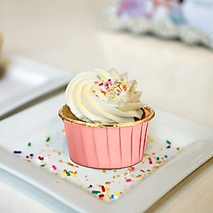 TOOINKCV 100 Pcs Cupcake Liners, Paper Cupcake Baking Cups, Cupcake Muffin Paper Baking Wrappers Liners Cups Molds for Baking, for Dinner, Party, Weddings - Pink