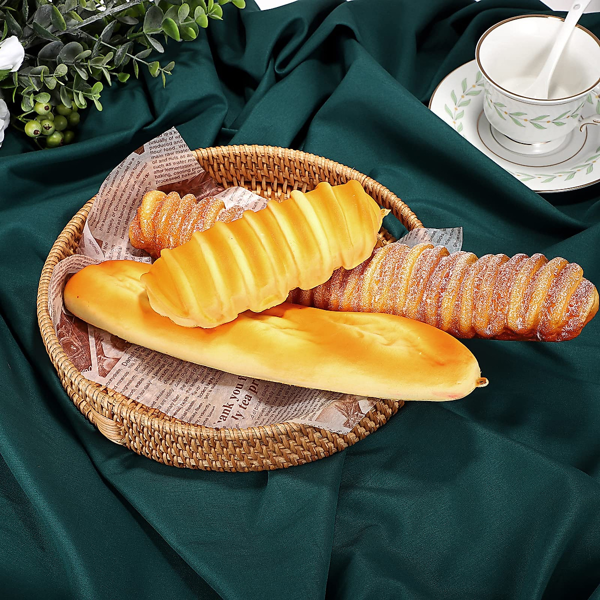 Hipiwe 10" Round Rattan Serving Tray with Handles, Hand-Woven Decorative Organizer Tray for Storage Breakfast Drinks Snack, Centerpiece Fruit Basket for Home Decoration, Small