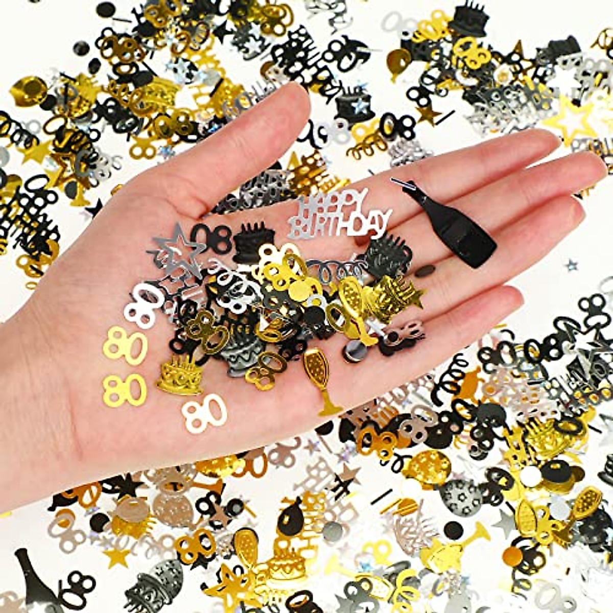3000 Pieces Table Confetti Happy Birthday Confetti Table Confetti Birthday Cake Confetti Foil Metallic Sequins Confetti for Table Cake Party Decoration Anniversary DIY Craft Supplies (80th)