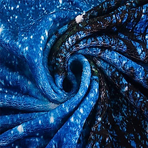 Goodbath Throw Blanket, Starry Night Galaxy Forest Trees Fleece Throw Blanket for Couch Sofa Bed Traveling, 58 x 80 Inch