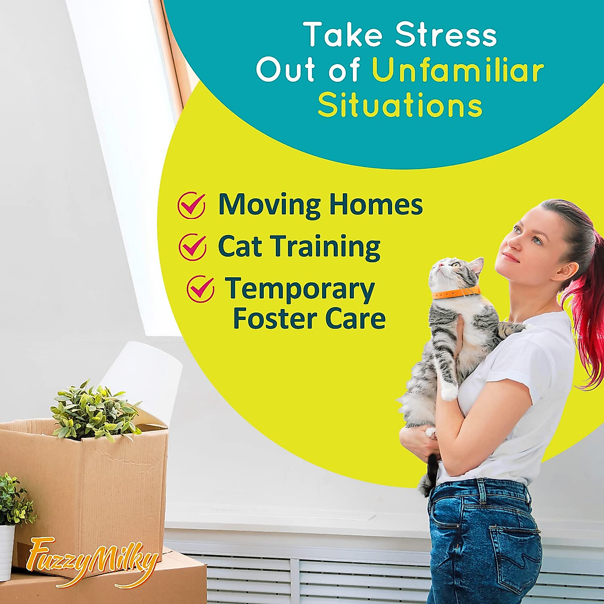 Fuzzymilky Cat Calming Collars - 3 Packs Cat Collar Infused with Pheromones (Blue) for Cat Anxiety Relief