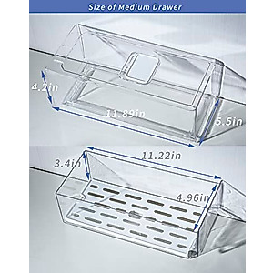 Ornafort 2Pack Fridge Organizer Bins with Pull Out Drawer Stackable Refrigerator Drawers Set for Save Vertical Space, Clear Cabinet Organizers for Kitchen Pantry Bedroom Office Closet Produce Storage