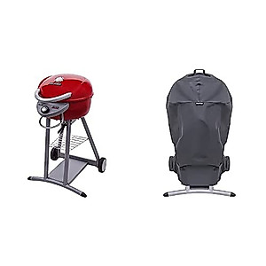 Char-Broil 20602109 Patio Bistro TRU-Infrared Electric Grill, Red & Patio Bistro Cover