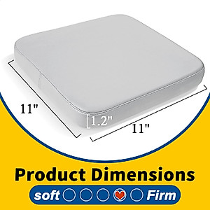 SINOSSO Modern Faux Leather Bar Stool Cushions 4 Pack, Leathaire Magnetic Small Chair Pads for Cafe Bistro Stackable Metal Stools (Square, Light Gray, 4)