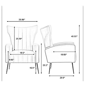 HomVent Accent Wingback Arm Chair,Channel Tufted Chair with Golden Legs,Upholstered Single Sofa Chair for Living Room,Bedroom,Club