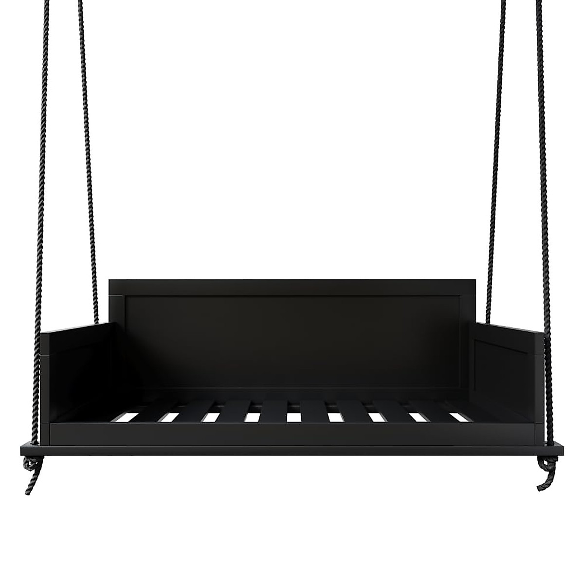 Amish Casual The Philly Amish Crafted Porch Swing Bed with Modern Backrest, Made in The USA from Kiln Dried Pine (Black Paint, Twin)