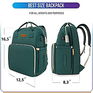 SAYONEYES Baby Diaper Bag Backpack with Portable Changing Pad - Multifunction Diaper Backpack with USB Charging Port - Stroller Straps, Large Capacity and Waterproof Unisex Baby Bag (Green)
