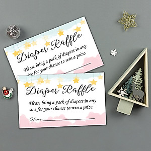 Antgiftshop Little Star Baby Shower Diaper Raffle Cards, Twinkle Little Star Diaper Raffle Ticket, Gender Neutral Baby Shower Girl or boy Diaper Raffle Tickets.