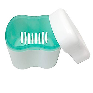 Bearals Denture Case, Denture Bath, Denture Cup with Strainer, Denture Box Container, Denture Cleaner Box (Green)