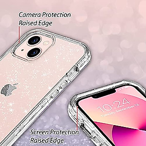 Coolwee Crystal Glitter Full Protective Case Compatible iPhone 13 Heavy Duty Hybrid 3 in 1 Rugged Shockproof Women Girls Transparent Compatible with Apple iPhone 13 6.1 inch Shiny Clear Bling Sparkle