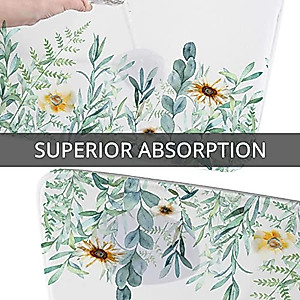 4PCS Bathroom Sets with Shower Curtain and Rugs, HUXMEYSON Spring Shower Curtain with Memory Foam Bath Mat Set and 12 Hooks, Stylish and Dural Bathroom Decor Set