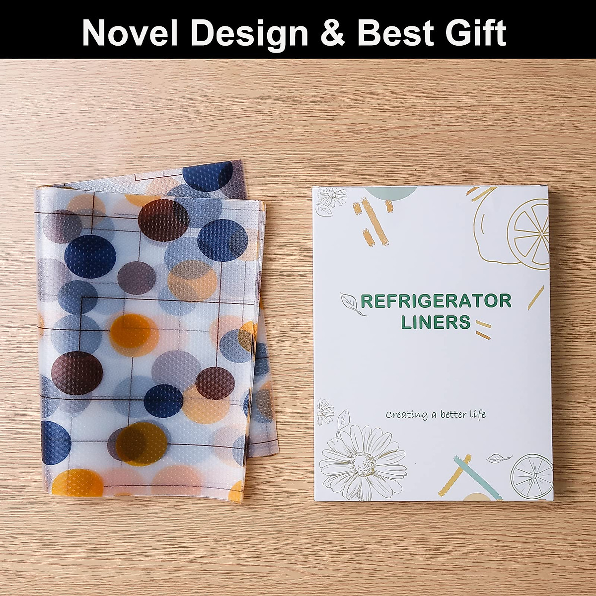 Cooyes Refrigerator Liners – Premium Refrigerator Shelf Liners – 9pcs Fridge Liners Washable – Easy to Use and Adjustable Shelf Liners for Refrigerators – Anti-Slip Texture – Novel Design