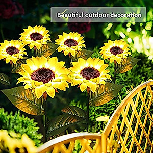 GSBLUNIE Sunflower Solar Lights Outdoor Garden, Automatic Charging Solar Garden Lights Decorative, IP65 Waterproof LED Landscape Solar Powered Outdoor Lights for Garden Patio Lawn Yard-2 Pack