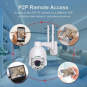 SV3C 5MP PTZ IP Camera Outdoor, Dual Band 2.4G 5GHZ WiFi Cameras, Auto Tracking 5X Optical Zoom Onvif Security Camera with Humanoid Detect, RTSP, Metal Case Waterproof, Two-Way Audio, SD Card Record