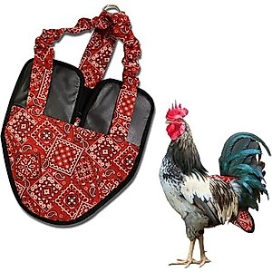 Hen Holster Bird Diaper Harness - Wrap Around for Hens, Roosters, Ducks & Geese, Leak-Proof Bird Diaper with Sewn-in Liner, Secure Hook & Loop Closure - S/M, Red Bandana