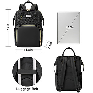 VSNOON Laptop Backpack for Women, 15.6 Inch Travel Backpack with USB Port Charging, Water Resistant Casual Durable Work Computer Bag for Women Men Girls, Black