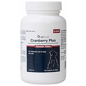 Vet One Cranberry Plus for Dogs & Cats - Urinary Tract & Bladder Support - 60 Chewable Tablets