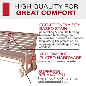 Amish Heavy Duty 800 Lb Roll Back Pressure Treated Porch Glider (5 Foot, Semi-Solid White Stain)