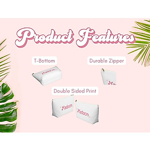 LITTLE RAD CO Personalized Makeup Bag for Women & Girls - Customizable Cosmetic Pouch - Pink Cosmetic Bags for Women Personalized Gifts for Bridesmaid Gifts, Friend Gifts & Women Gifts