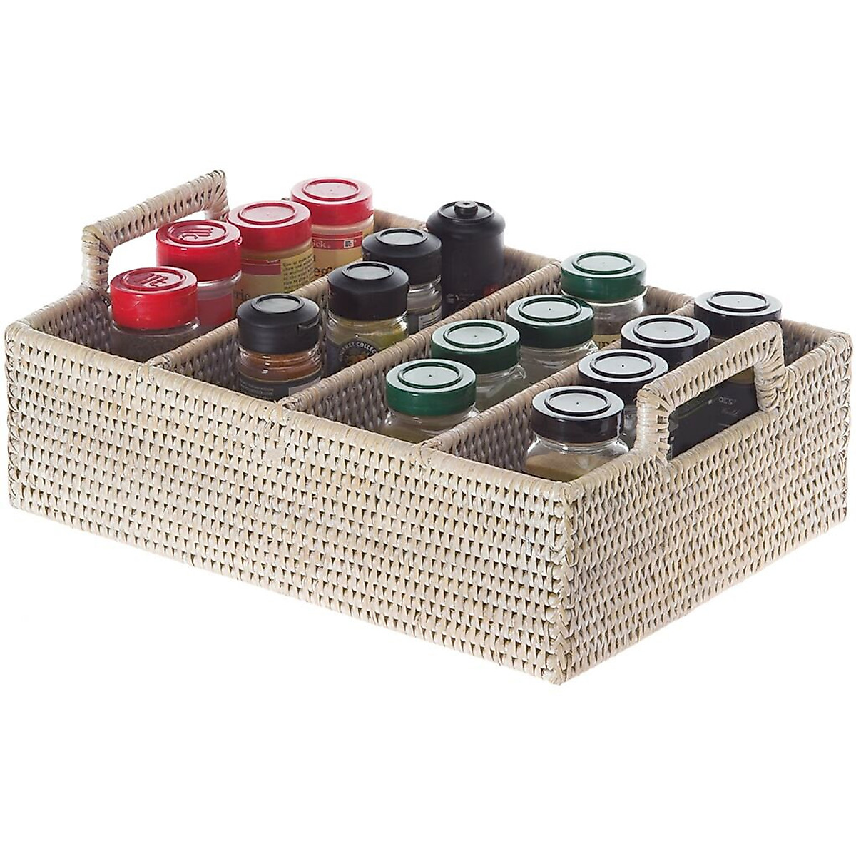 KOUBOO Lo Jolla Rattan Flatware Tray, White Wash